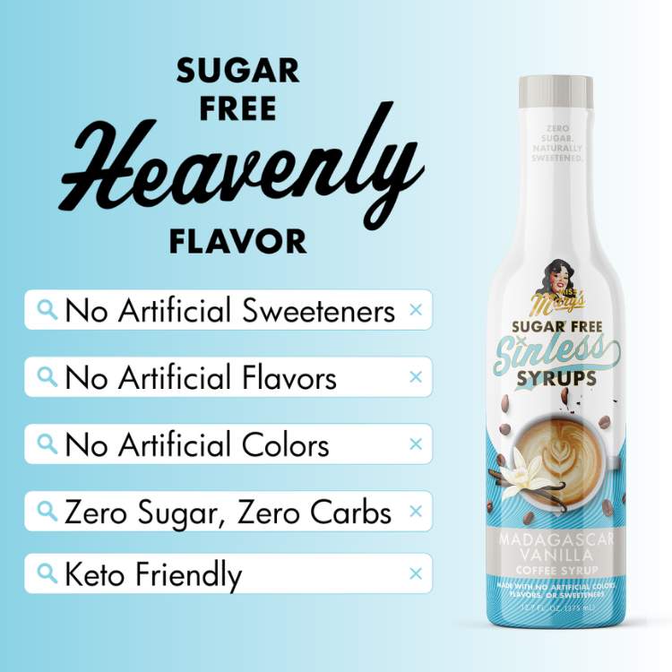 Madagascar Vanilla Sugar Free Sinless Syrups | Naturally Sweetened ...