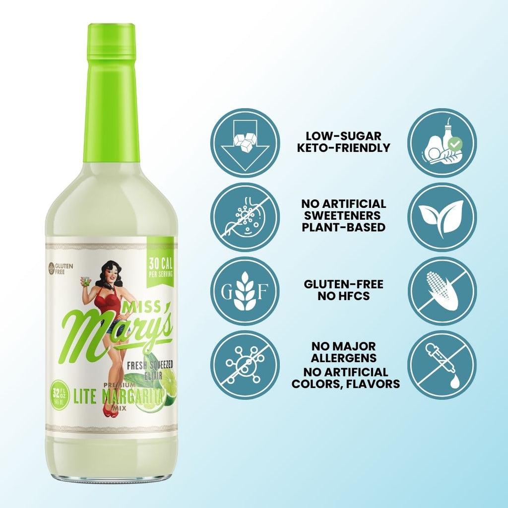 Lite Margarita Mix | 30 Calories | 5g of Sugar | Miss Mary's Mix